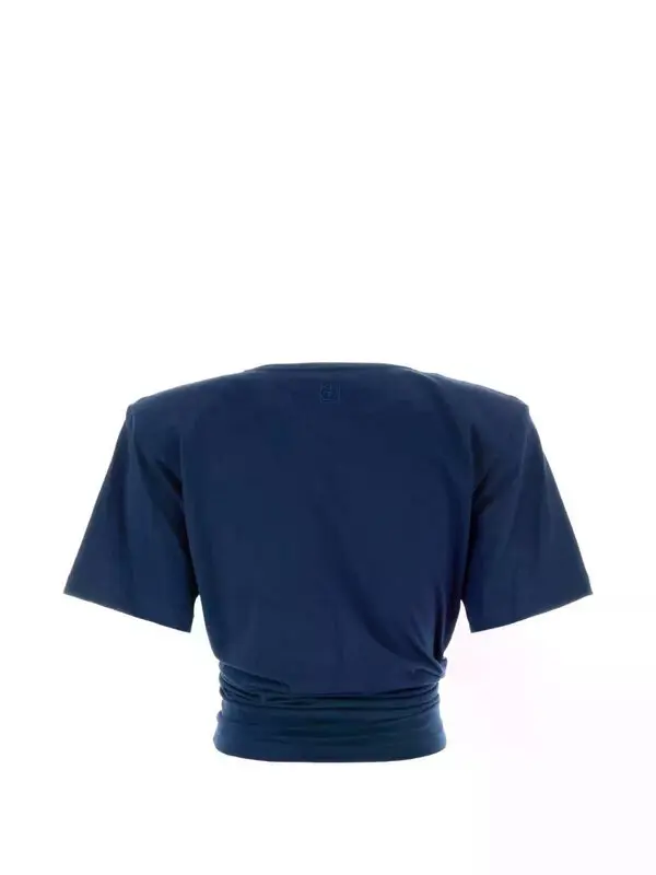 Magda Butrym Padded-shoulder Knotted T-shirt - Blue