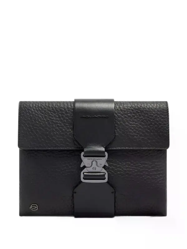 PIQUADRO Buckle-fastening Pebbled Laptop Bag
