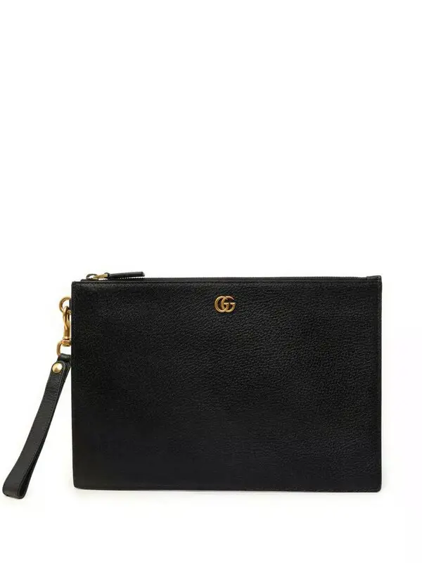 Gucci 2016-2026 Gg Marmont Calfskin Clutch Bag - Black