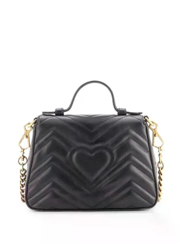 Gucci Gg Marmont Top Handle Flap Bag Matelasse Leather Mini Satchel