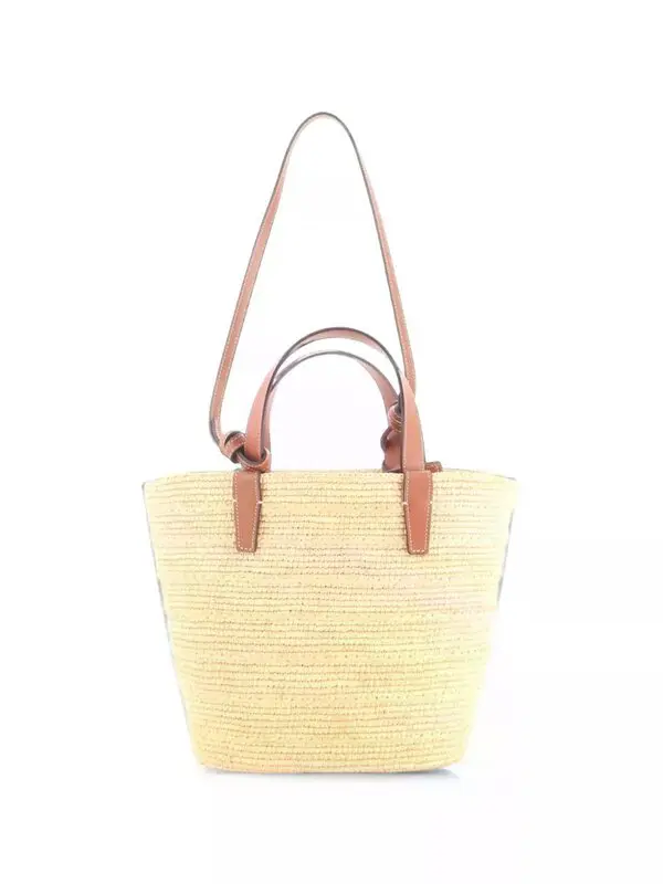Celine Classic Panier Raffia And Leather Teen Tote Bag