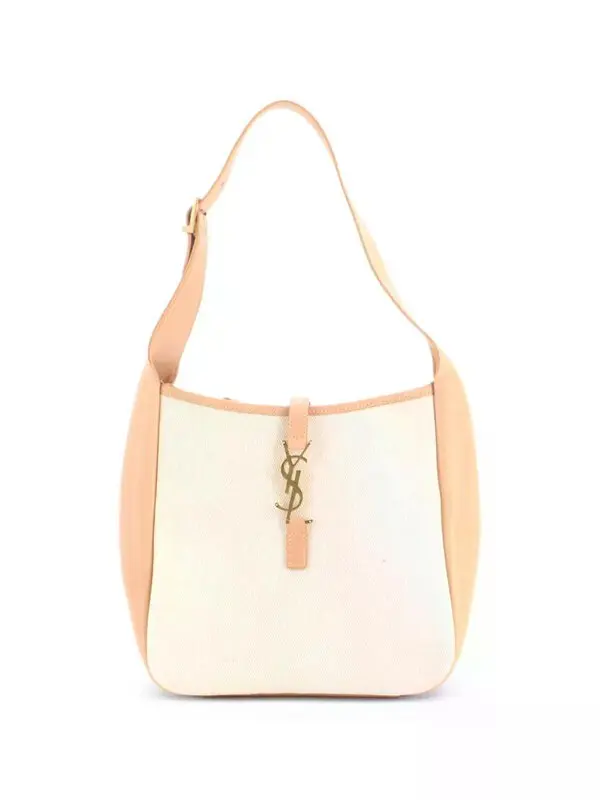 Saint Laurent Le 5 A 7 Supple Canvas And Leather Small Hobo Bag - Neutrals