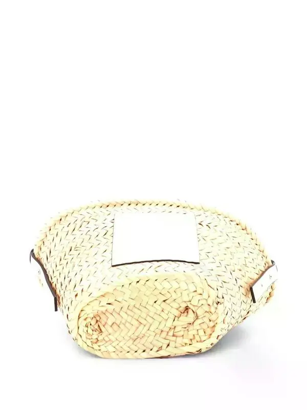 Loewe Drawstring Bucket Raffia And Leather Crossbody Bag