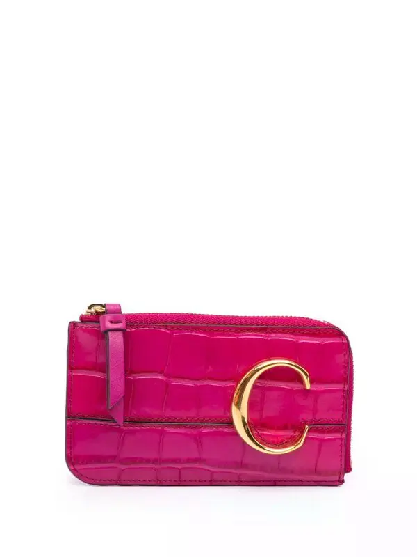 Chloé 2010-2026 Croc Embossed Leather C Coin Card Holder