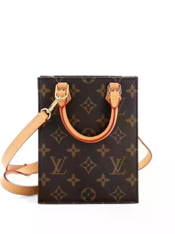 LOUIS VUITTON Petit Sac Plat Bag Monogram Canvas Crossbody Bag - Brown