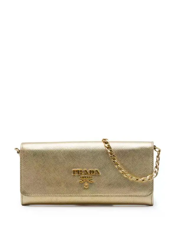 Prada 2013-2026 Metallic Saffiano Wallet On Chain Crossbody Bag