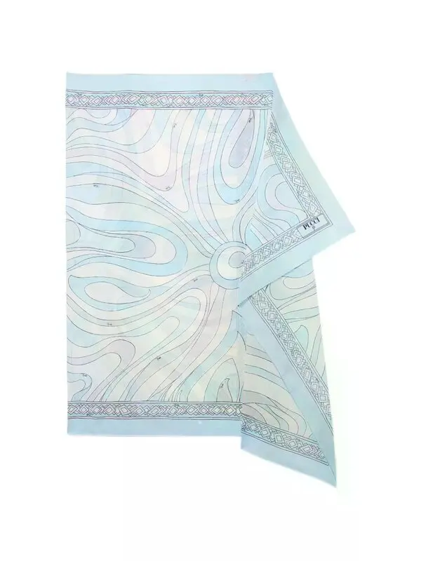 Emilio Pucci Marmo-print Cotton Sarong - Blue