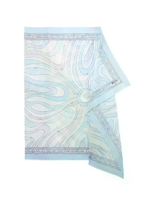 Emilio Pucci Marmo-print Cotton Sarong - Blue