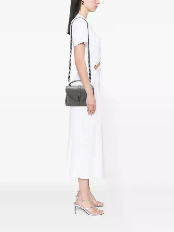 Saint Laurent 2016 Medium Croc Embossed Leather Monogram College Satchel