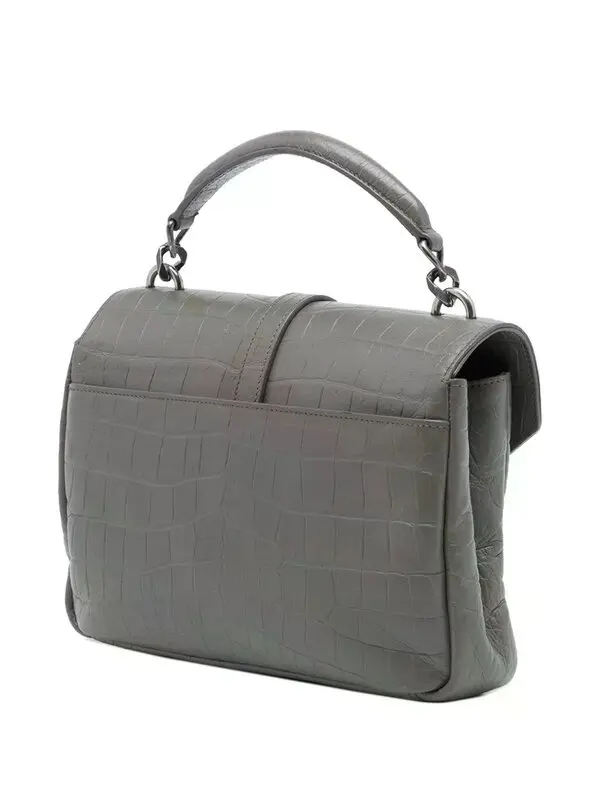 Saint Laurent 2016 Medium Croc Embossed Leather Monogram College Satchel