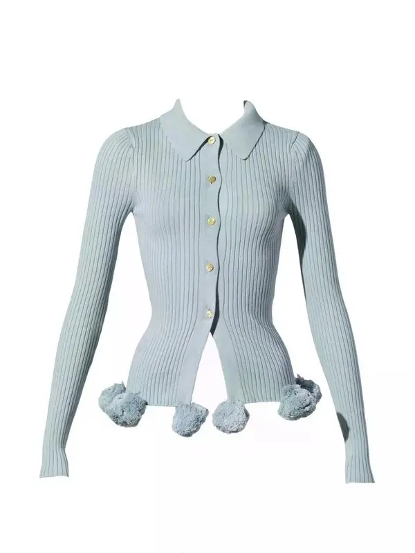 CONNER IVES Pom-pom Ribbed-knit Cardigan