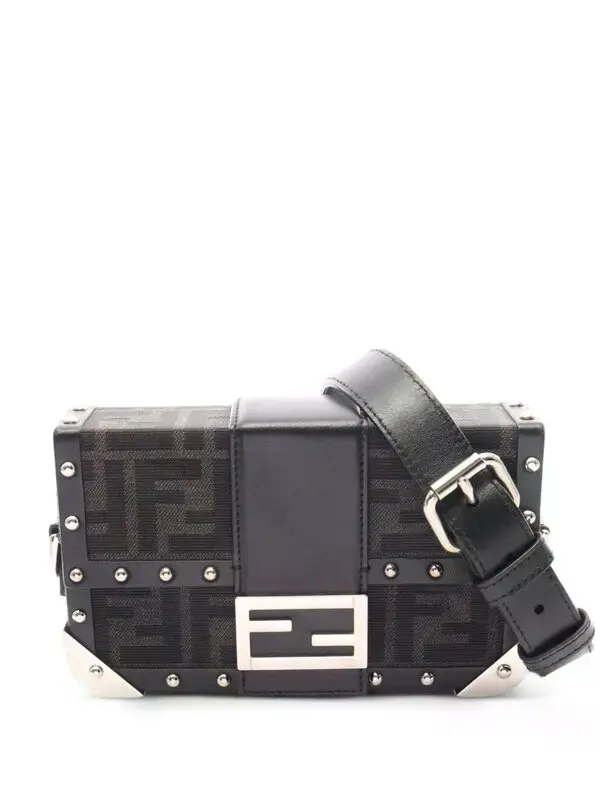Fendi 2010s Zucca Trunk Shoulder Bag - Black
