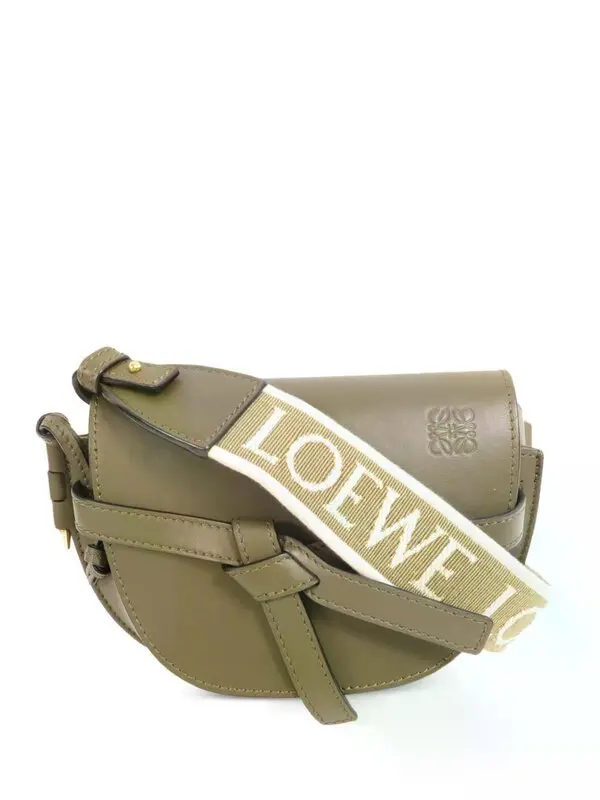 Loewe Mini Gate Leather Shoulder Bag - Green