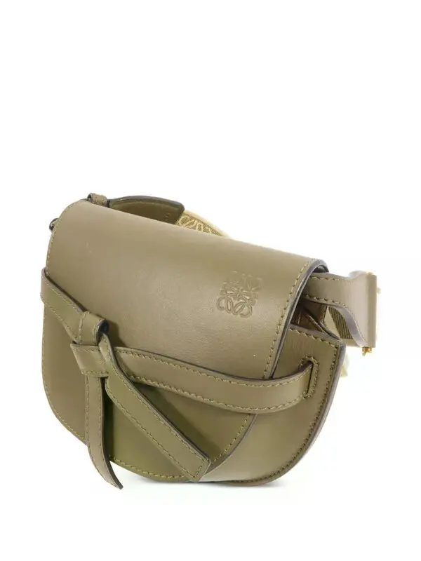 Loewe Mini Gate Leather Shoulder Bag - Green