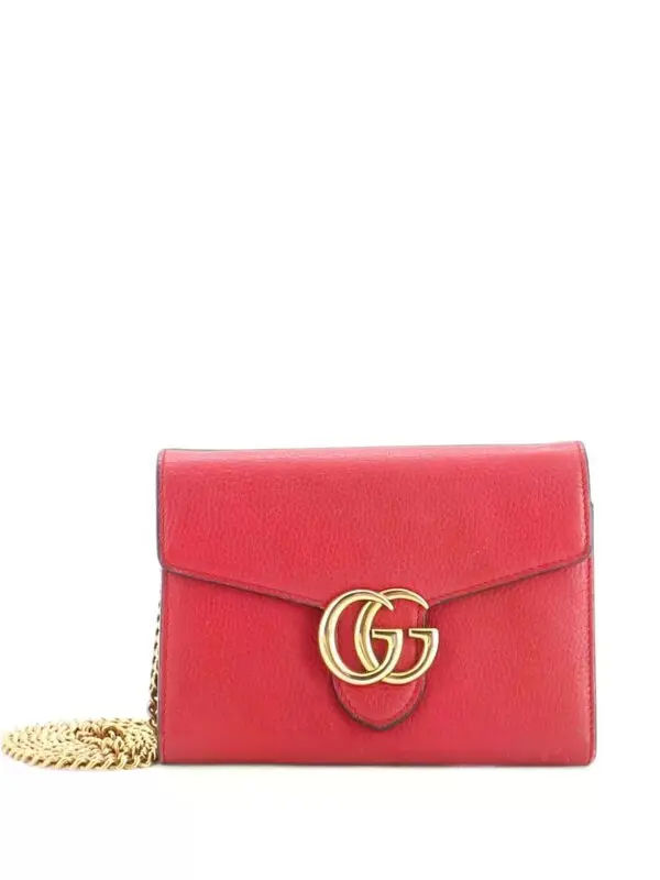 Gucci Gg Marmont Chain Wallet Leather Mini Clutch Bag
