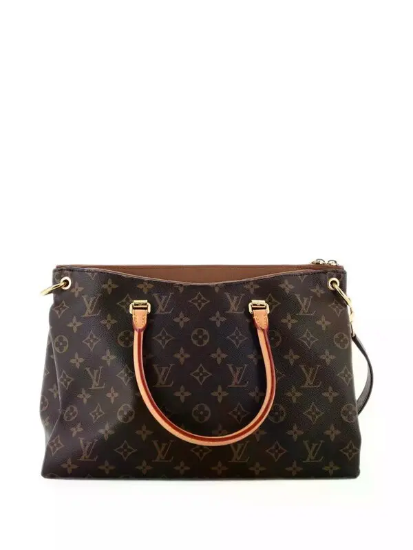 LOUIS VUITTON Pallas Tote Monogram Canvas With Leather Shoulder Bag - Brown