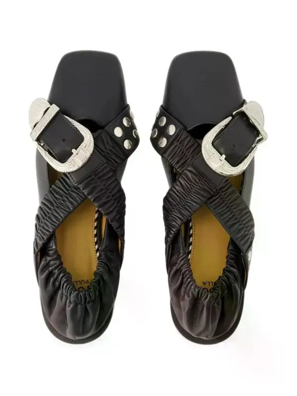 Toga Buckled Ruched Flats