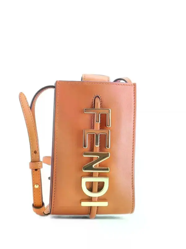Fendi Fendigraphy Phone Pouch Leather Crossbody Bag - Brown