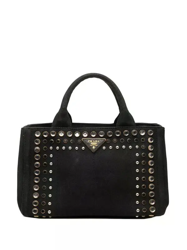 Prada 2013-2026 Canvas Canapa Studded Handbag