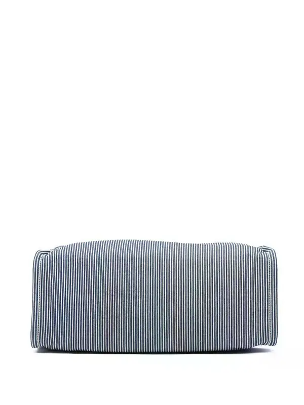 Celine 2019 Striped Textile And Calfskin Squared Cabas Tote Bag