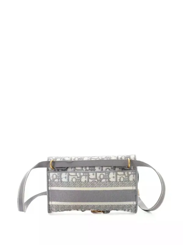 Dior Saddle Slim Pouch Logo Embroidered Oblique Canvas Belt Bag - Grey