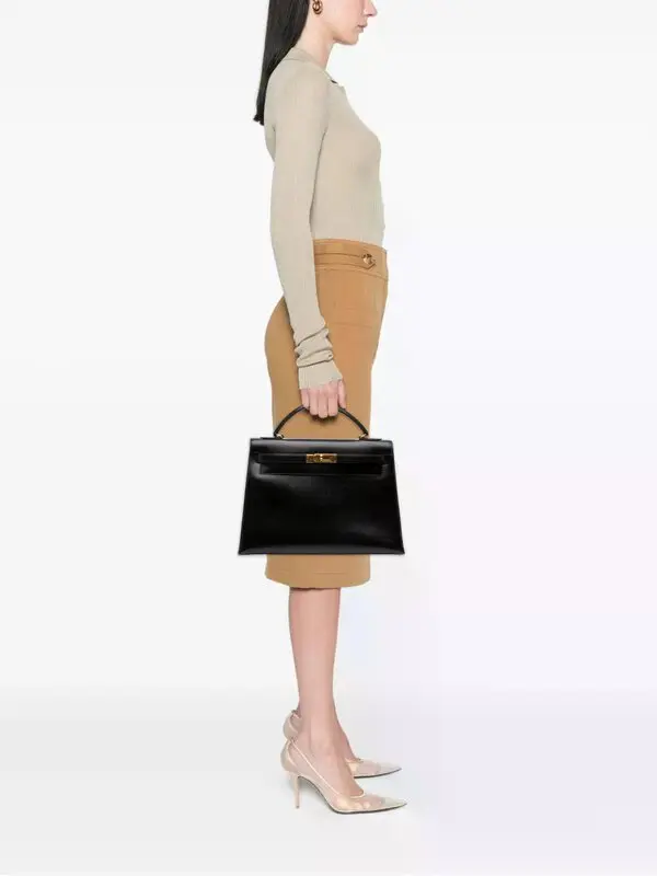 Hermès 1986 Box Calf Kelly Sellier 32 Satchel - Black