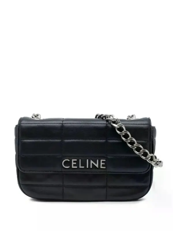 Celine 2022 Matelasse Goatskin Monochrome Chain Shoulder Bag - Black