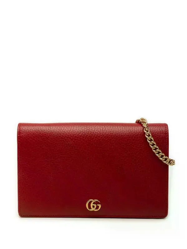 Gucci 2016-2026 Gg Marmont Leather Wallet On Chain Crossbody Bag - Red
