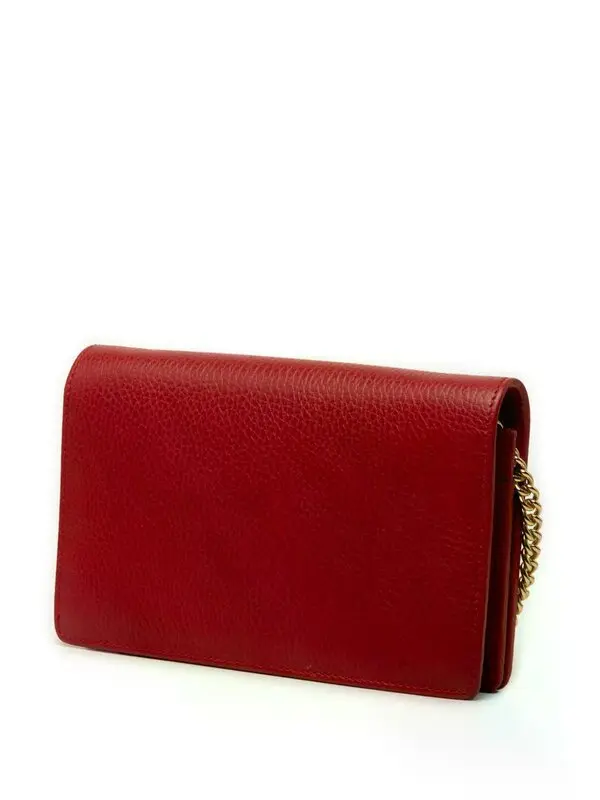 Gucci 2016-2026 Gg Marmont Leather Wallet On Chain Crossbody Bag - Red