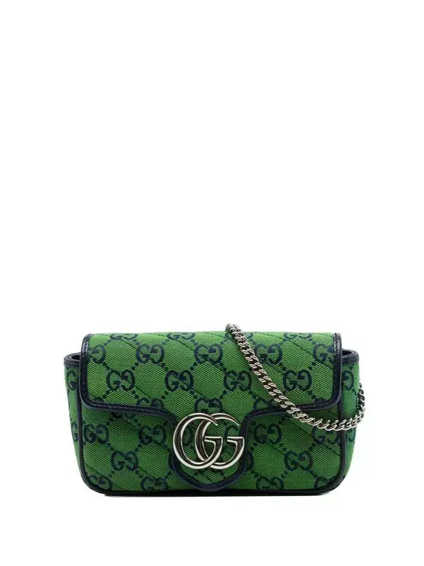 Gucci 2016-2026 Mini Gg Marmont Matelasse Gg Canvas Flap Crossbody Bag - Green