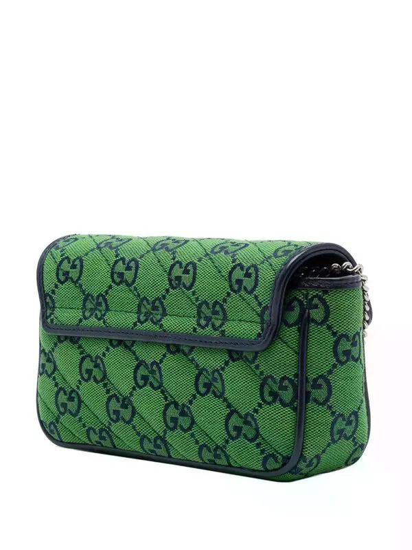Gucci 2016-2026 Mini Gg Marmont Matelasse Gg Canvas Flap Crossbody Bag - Green