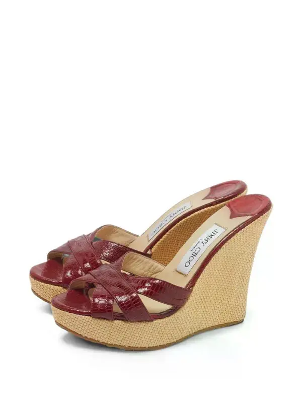 JIMMY CHOO Phyllis Lizard-embossed Wedge Sandals