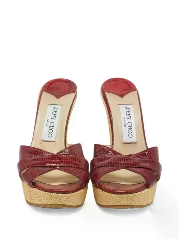 JIMMY CHOO Phyllis Lizard-embossed Wedge Sandals