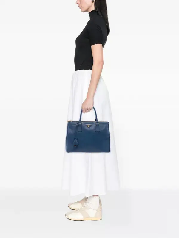 Prada 2013-2026 Large Saffiano Lux Galleria Double Zip Tote Bag - Blue