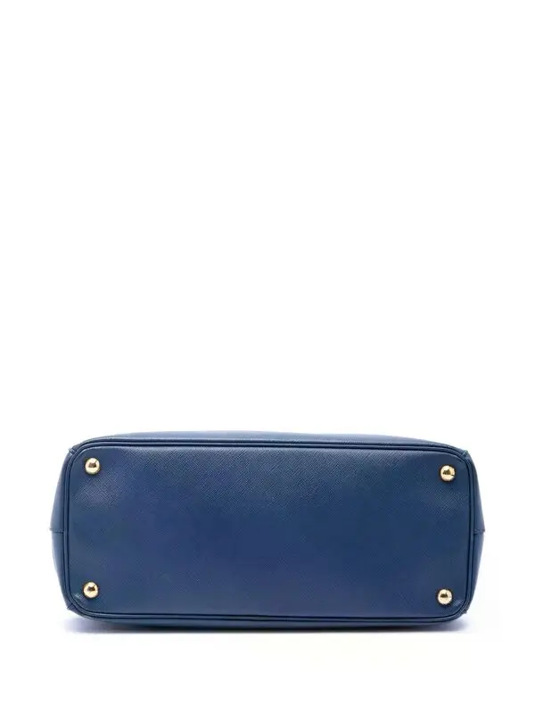 Prada 2013-2026 Large Saffiano Lux Galleria Double Zip Tote Bag - Blue