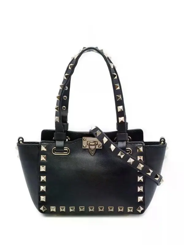 Valentino Garavani 2000-2017 Micro Leather Rockstud Trapeze Satchel - Black