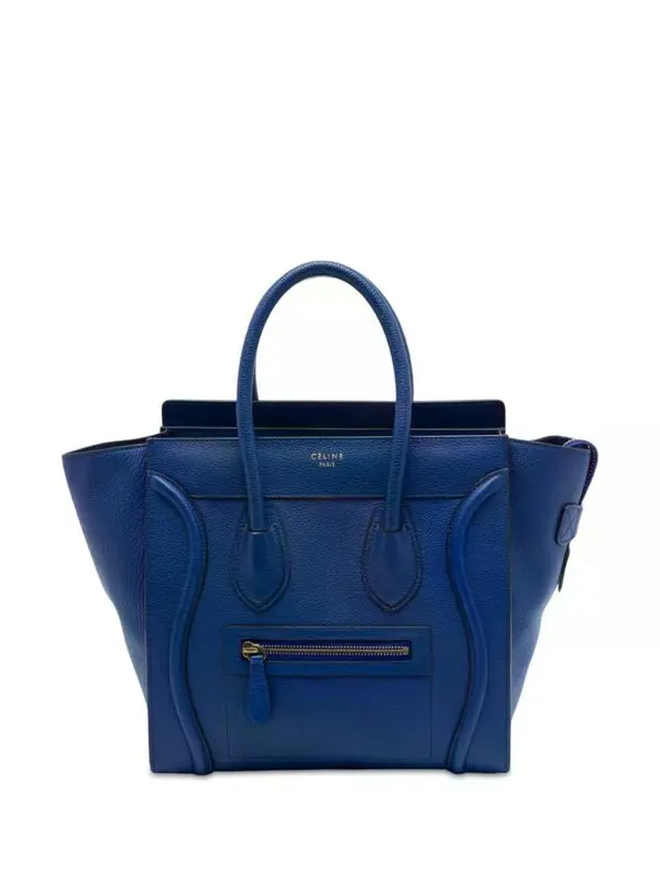 Celine 2014 Micro Drummed Calfskin Luggage Tote Bag - Blue