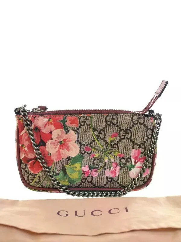 Gucci 2016-2026 Mini Gg Supreme Blooms Chain Pochette Handbag