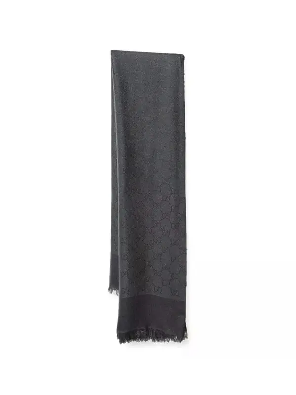 Gucci Gg Monogram Jacquard Scarf - Grey