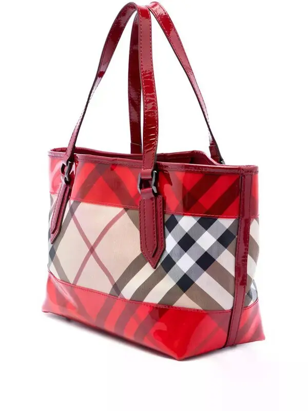 Burberry 2000-2017 Vinyl Trimmed Supernova Check Coated Canvas Tote Bag