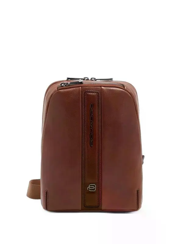 PIQUADRO Logo-plaque Leather Messenger Bag
