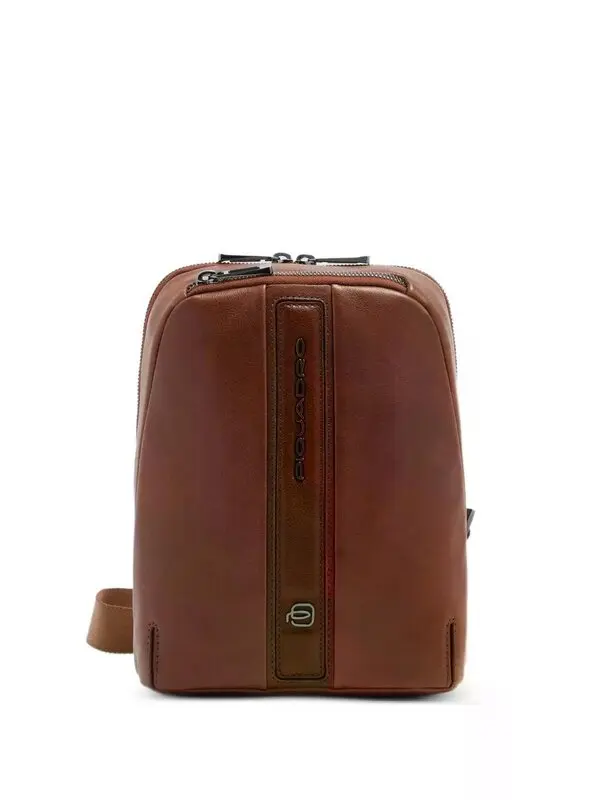 PIQUADRO Logo-plaque Leather Messenger Bag - Brown