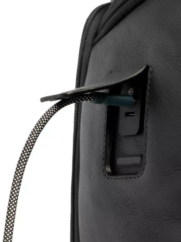 PIQUADRO Logo-embossed Leather Backpack