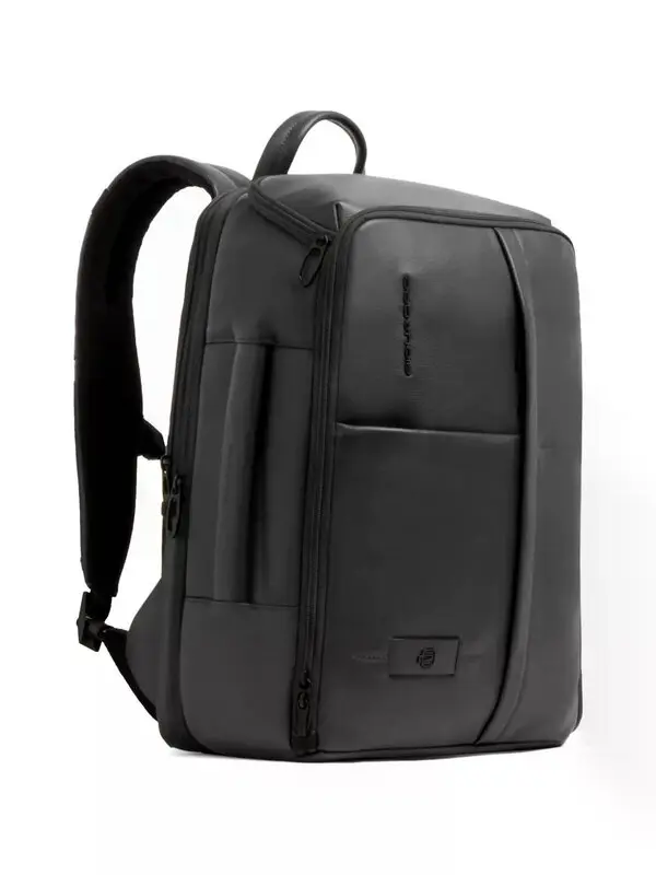 PIQUADRO Logo-embossed Leather Backpack - Black