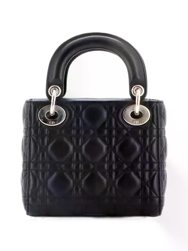 Dior Lady Chain Bag Cannage Quilt Lambskin Mini Satchel - Black