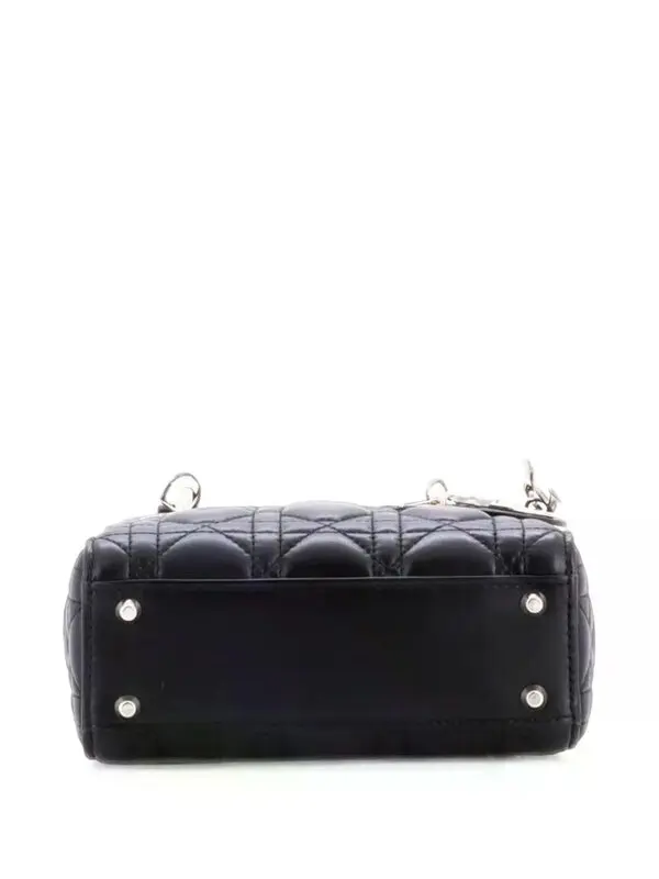 Dior Lady Chain Bag Cannage Quilt Lambskin Mini Satchel - Black