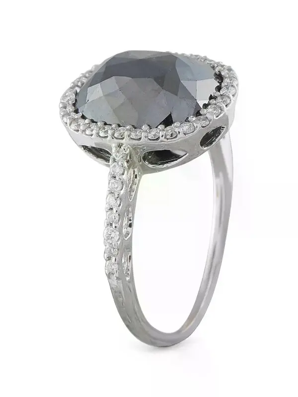 LB EXCLUSIVE Black Diamond Halo Ring - Silver