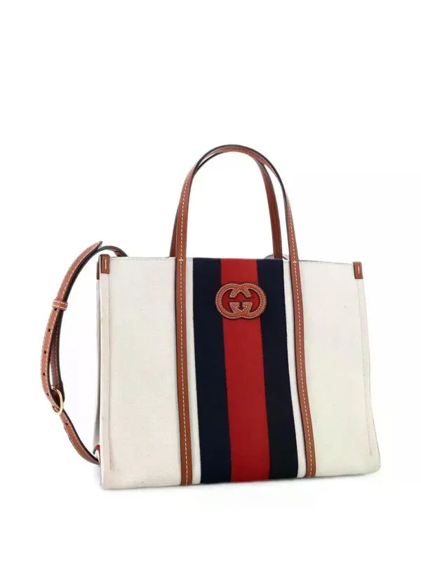 Gucci Interlocking G Web Canvas Medium Tote Bag