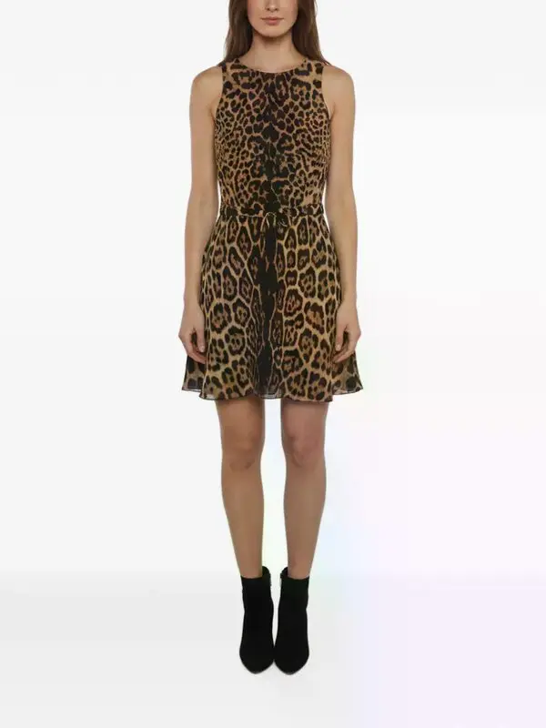 Saint Laurent Leopard-print Open-back Mini Dress