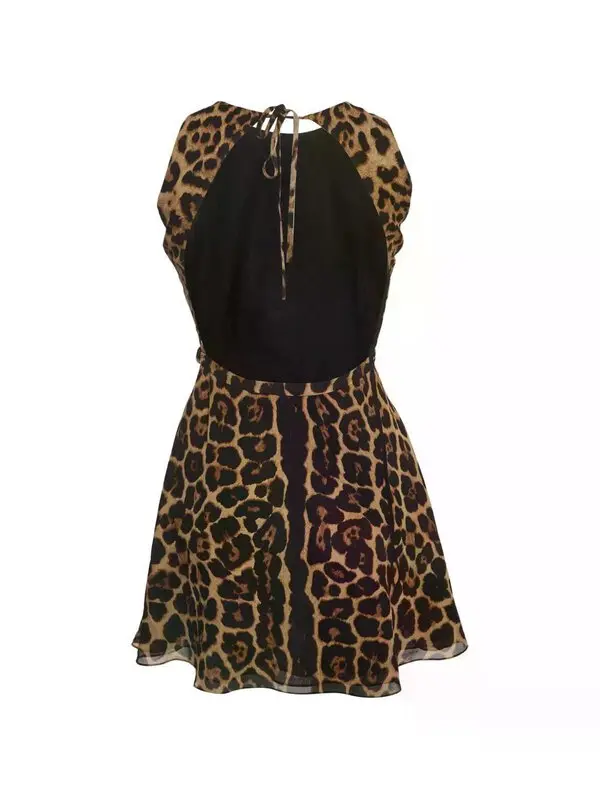 Saint Laurent Leopard-print Open-back Mini Dress
